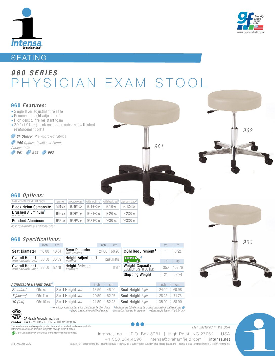 Product Sheet – 960 Series – Intensa